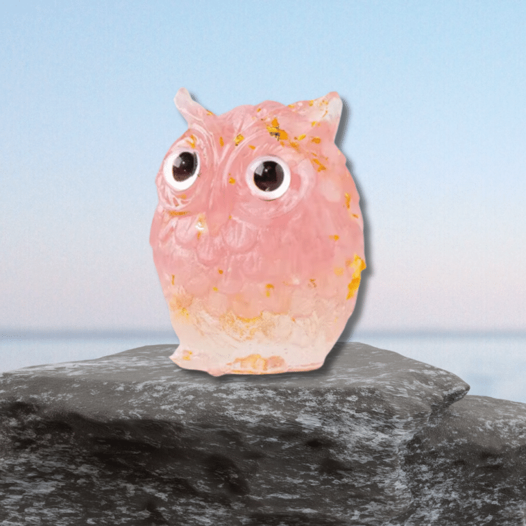 Hibou Orgonite en Quartz Rose